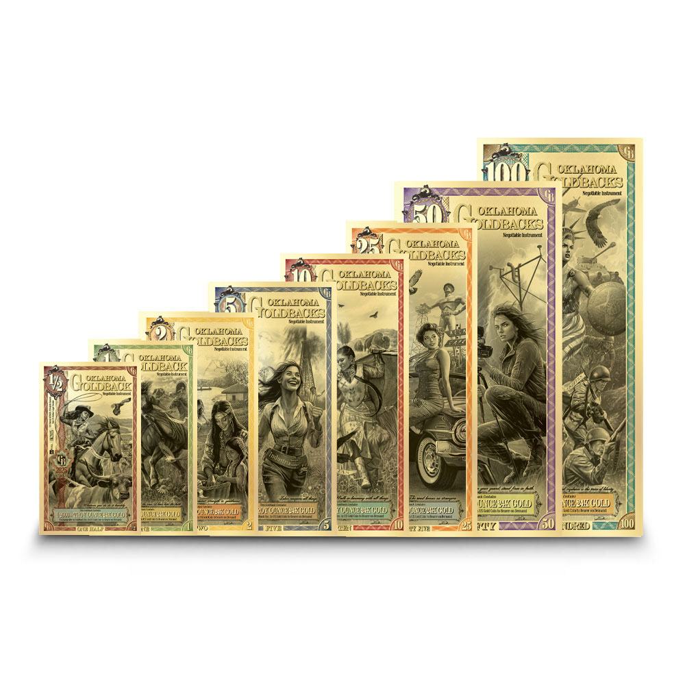 8 Piece Oklahoma Goldback Gold Note Set (Random Year, New) l JM Bullion™